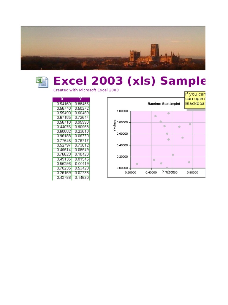 Excel 2003 (XLS) Sample Worksheet: Created With Microsoft Excel 2003 | PDF