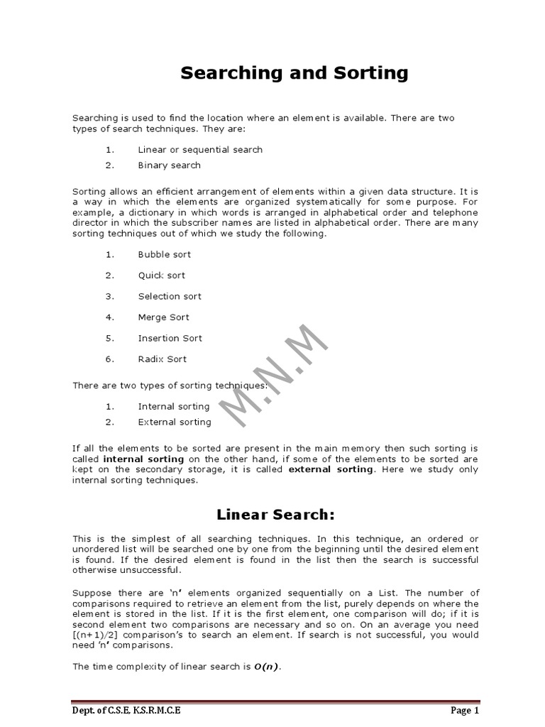 Searching and Sorting 2 | PDF | Algorithms And Data Structures | Areas Of Computer Science