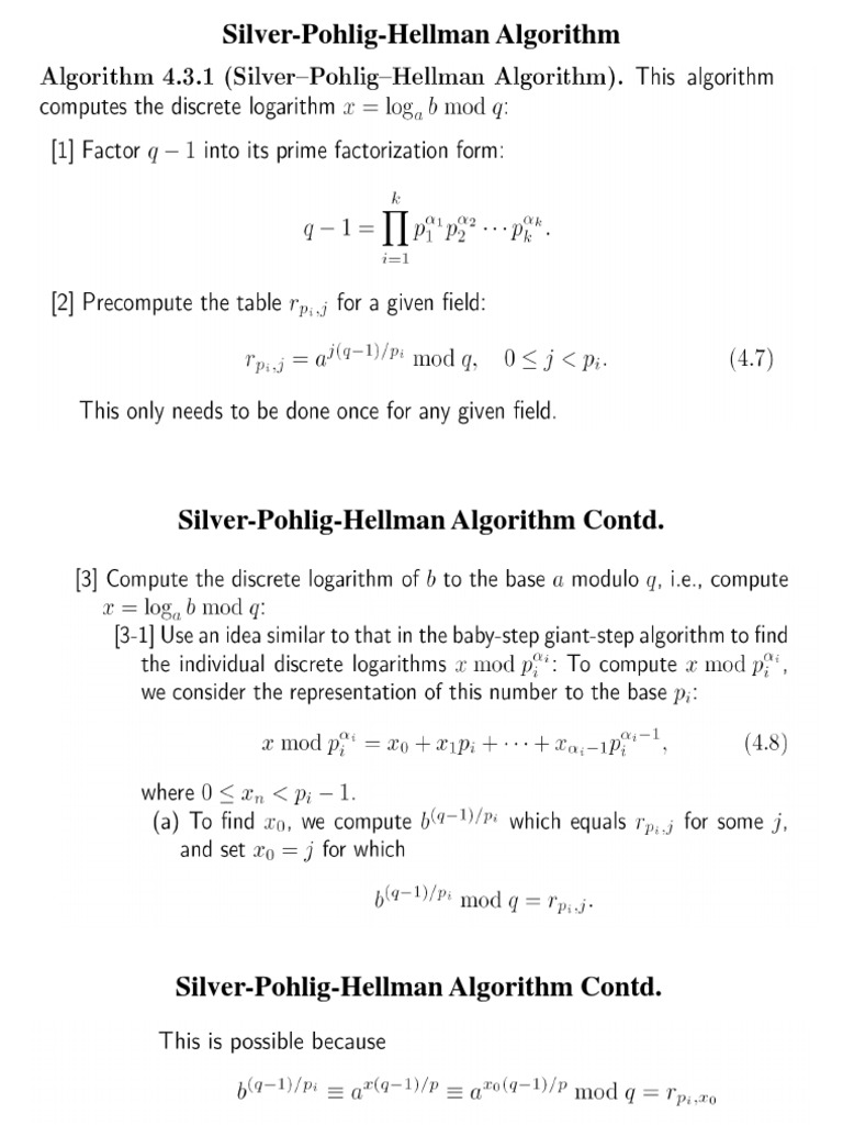 Silver Pohlig Hellman Algorithm | PDF