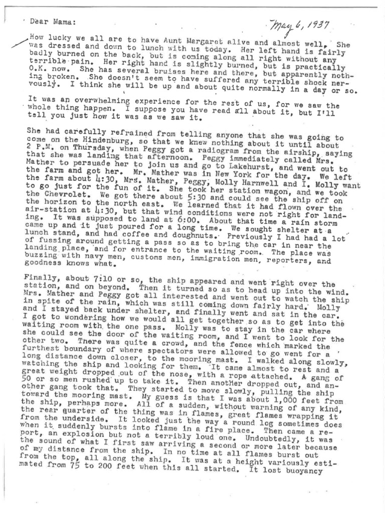 Hindenburg Letter | PDF | Airship | Aerostats