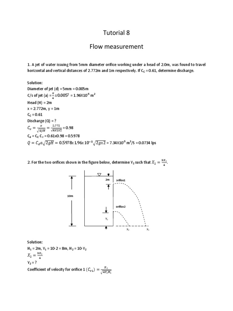 8 Flow Measurement Tutorial Solution | PDF
