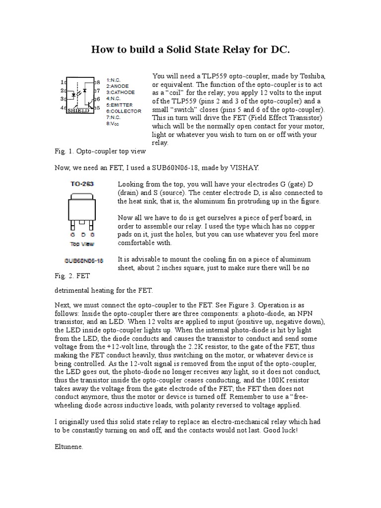 How To Build A Solid State Relay For DC | PDF | Field Effect Transistor ...