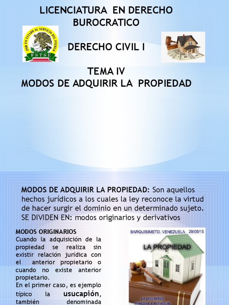Modos de Adquirir La Propiedad Derecho Civil | PDF