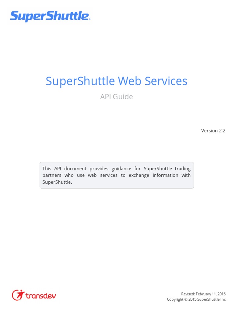 SuperShuttle Web Services API Documentation | PDF | Application ...
