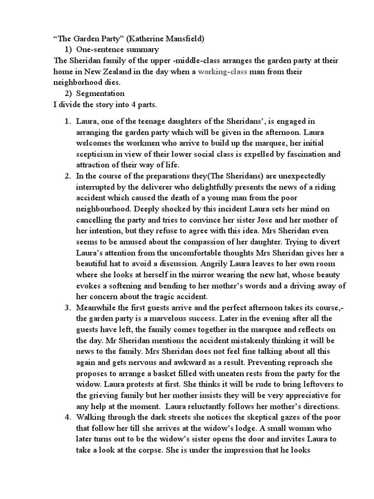 The Garden Party | PDF | Narration | Narrative