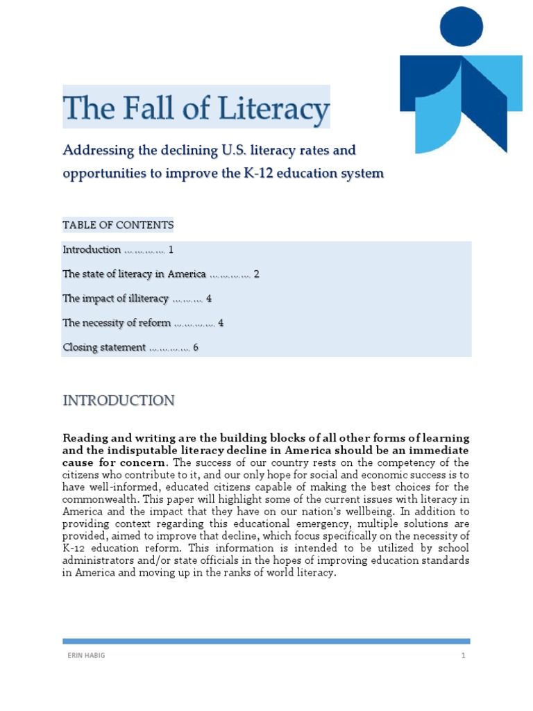 Addressing The Declining U.S. Literacy Rates and Opportunities To ...