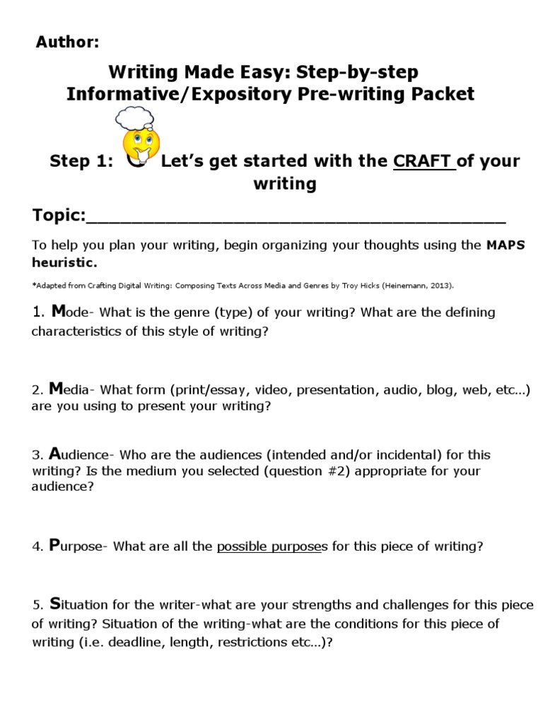 Writing Made Easy: Step-By-Step Informative/Expository Pre-Writing ...