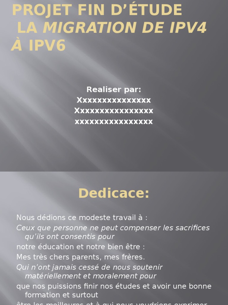 La Migration Du Ipv4 Au Ipv6 | PDF | I Pv6 | Adresse IP