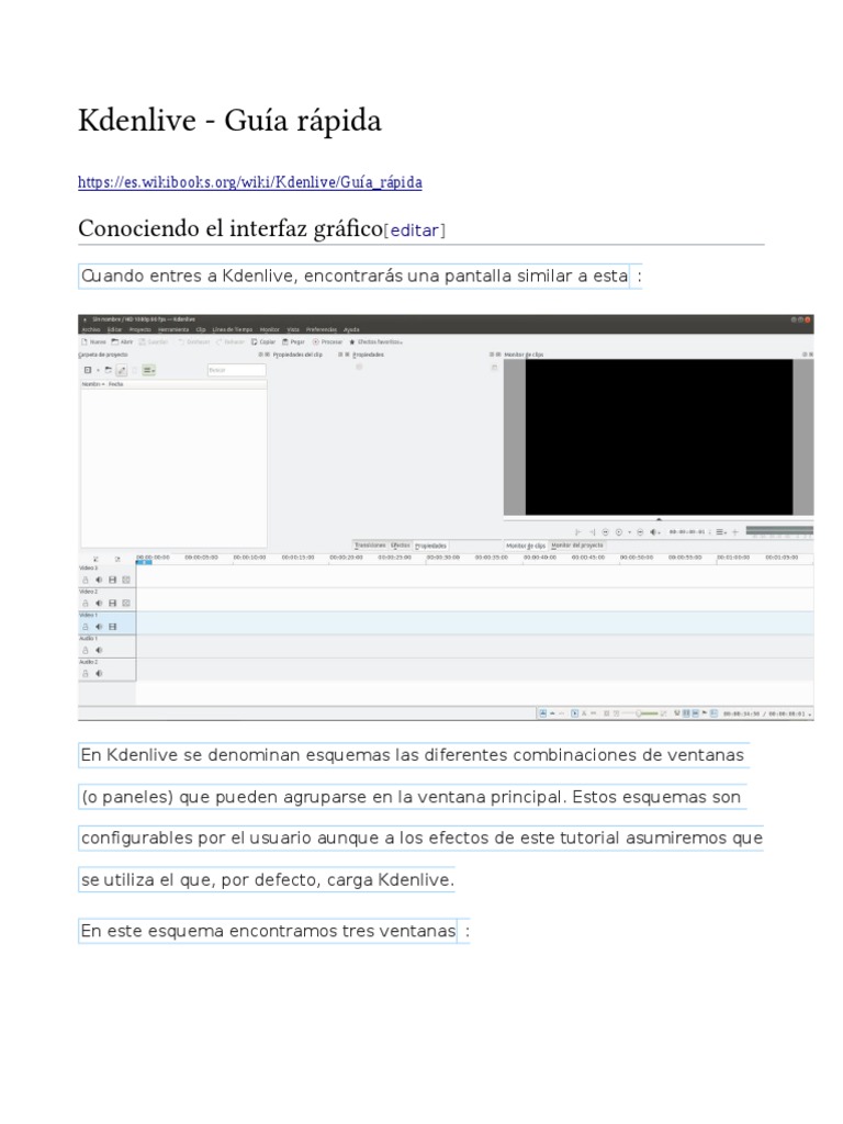 Kdenlive - Guía Rápida | PDF | Ventana (informática) | Archivo de computadora