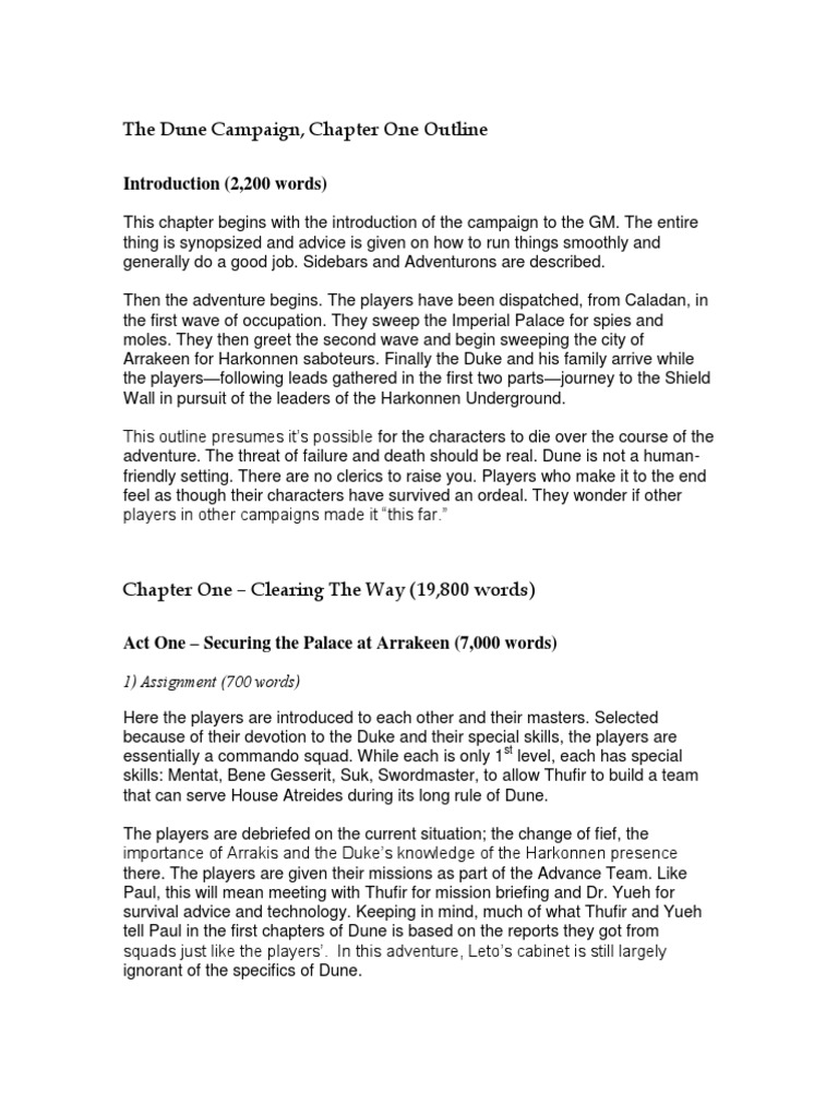 Dune RPG Outline | PDF | Dune Universe | Soft Science Fiction