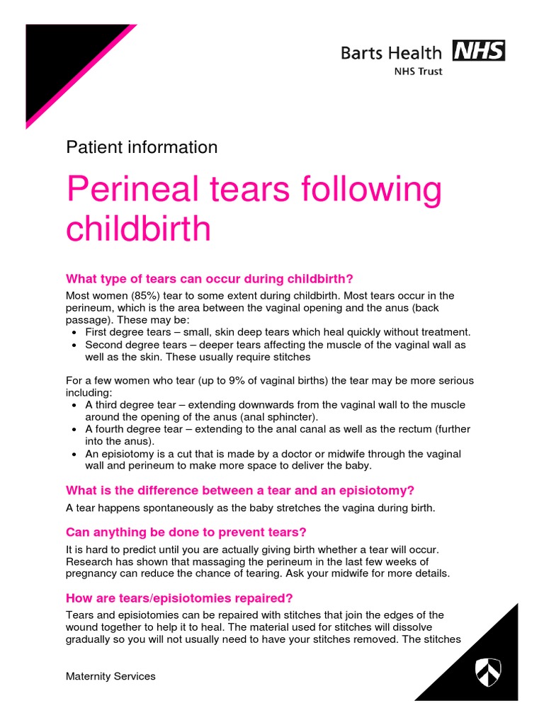 Maternity - Perineal Tears | PDF | Childbirth | Medical Specialties