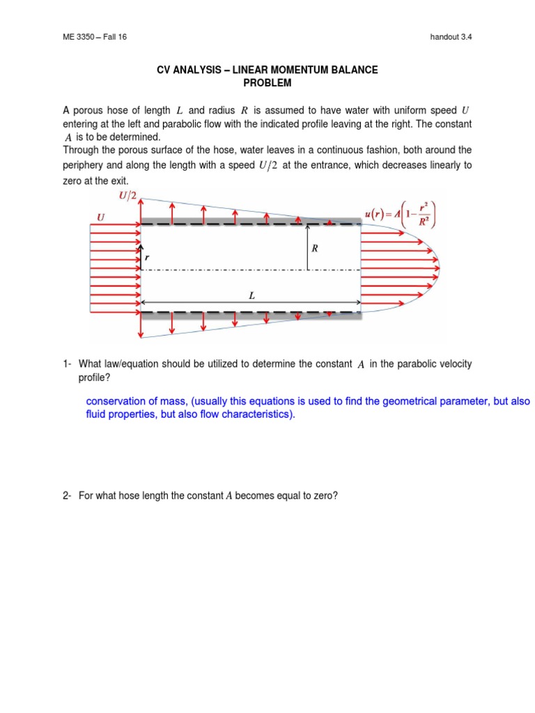 3.4 Linear Momentum Equation - Example PDF | PDF