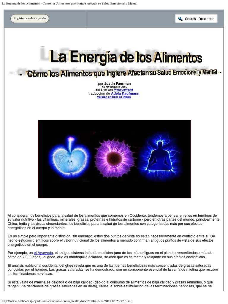 La Energía de Los Alimentos | PDF | Alimentos | Nutrición