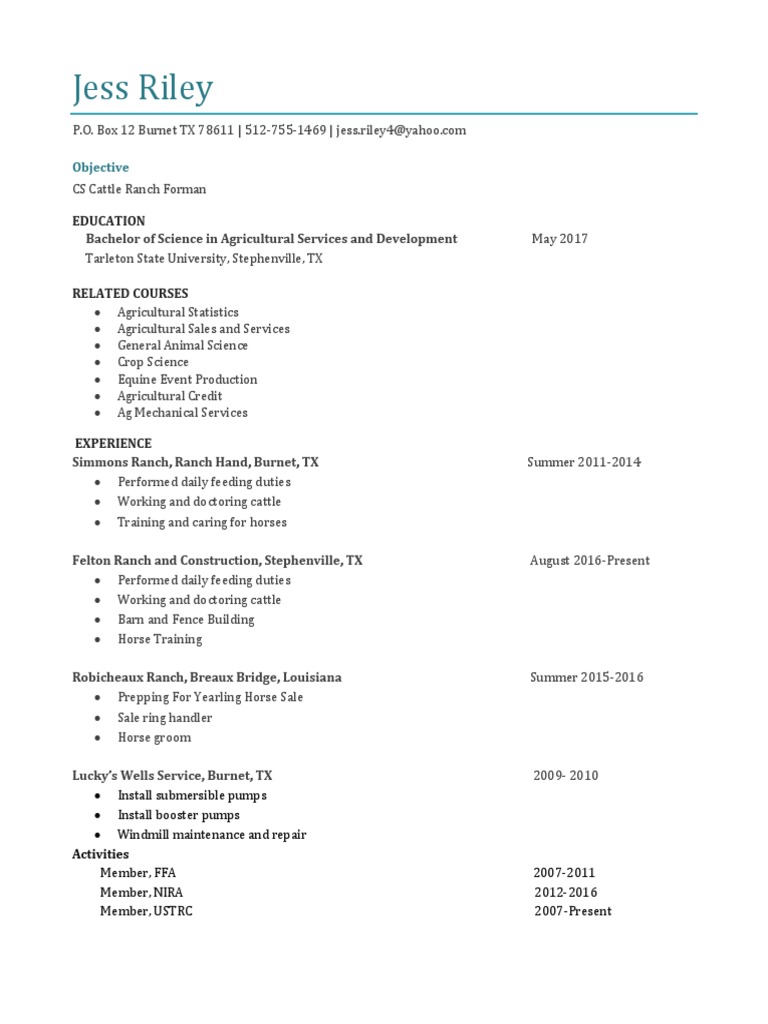 Jess Riley Resume | PDF