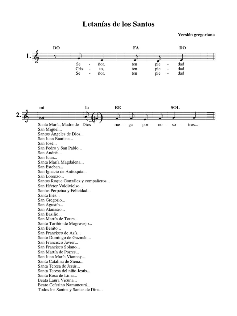 Letanias de los Santos (Gregoriano).pdf | Saints chrétiens | Théologie ...