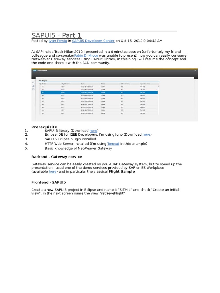 Consume NetWeaver Gateway Services Via SAPUI5 | PDF | Hypertext Transfer Protocol | Web Development