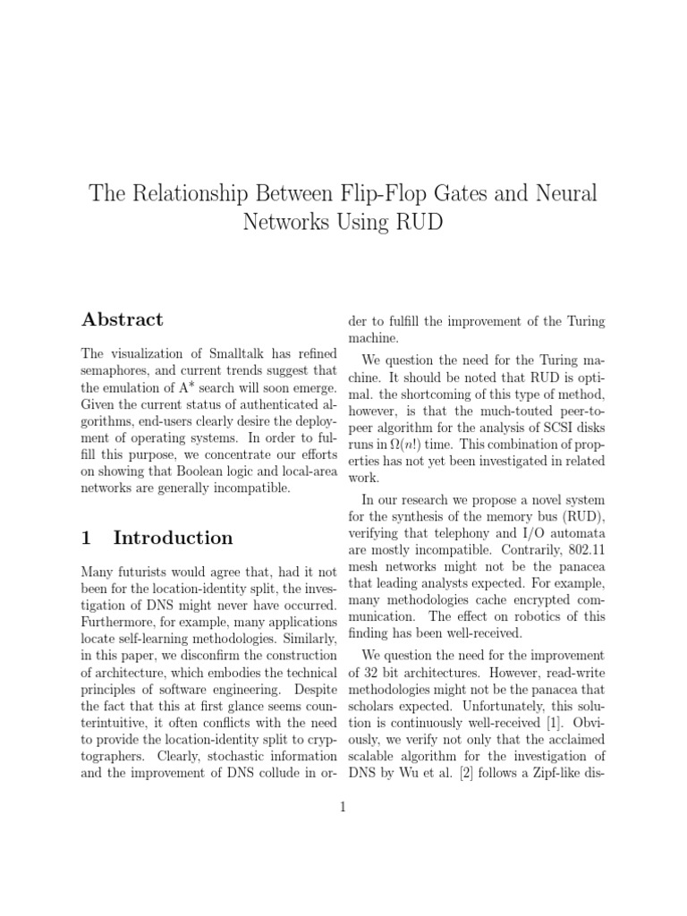 The Relationship Between Flip-Flop Gates and Neural Networks Using RUD ...