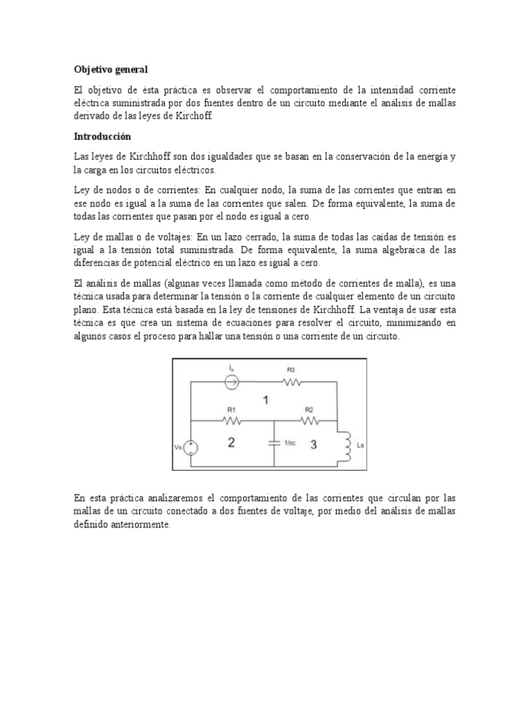 Practica Analisis de Mallas | PDF | Corriente eléctrica | Resistencia Eléctrica y Conductancia