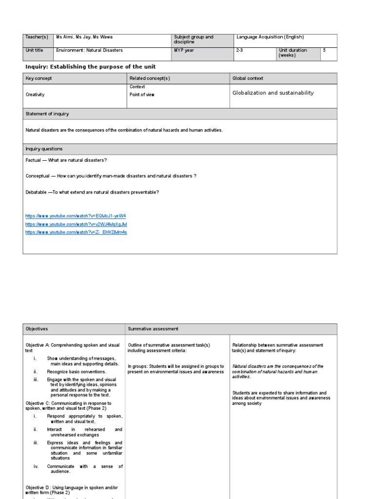Natural Disasters | Educational Assessment | Communication