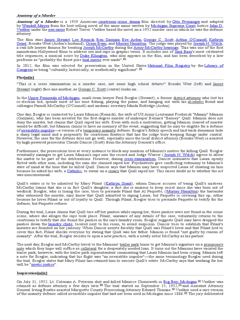 Anatomy of A Murder | PDF | Justice | Crime & Violence