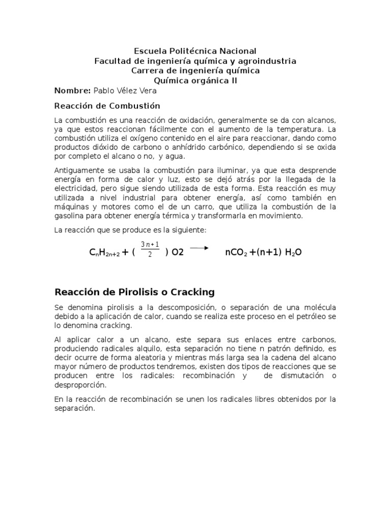 Combustión y Pirolisis de Alcanos | PDF | Alcano | Combustión