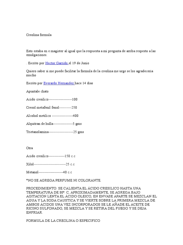 Creolina Formula | PDF