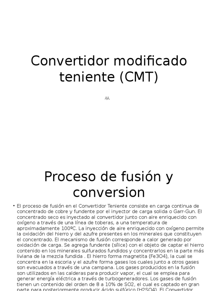 Convertidor Modificado Teniente CMT | PDF | Hierro | Cobre