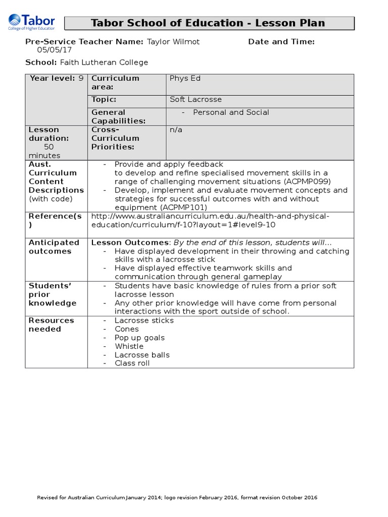 Year 9 Lesson Plan Softcrosse | PDF | Physical Education | Athletic Sports