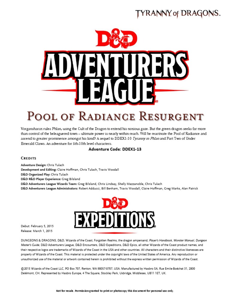 DDEX1-13 Pool of Radiance Resurgent (5-10) | PDF | Dungeons & Dragons ...