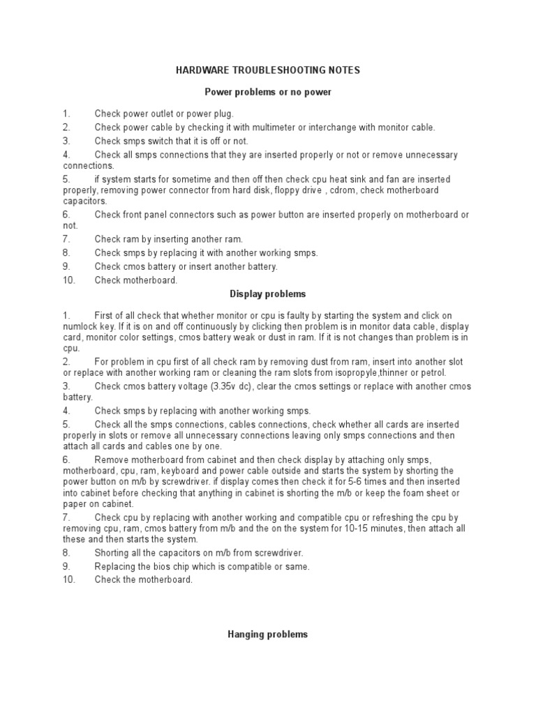 Hardware Troubleshooting Notes | PDF | Floppy Disk | Booting