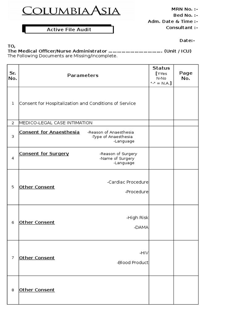 Active File Audit For Hospital | PDF | Surgery | Anesthesia