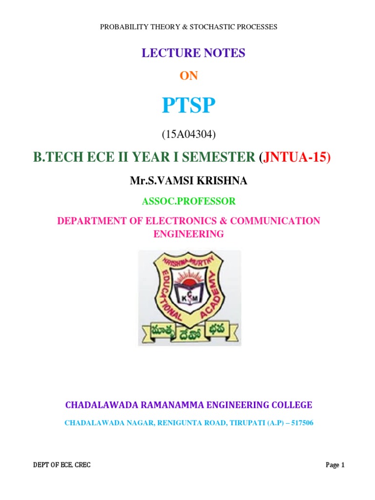 PTSP Notes Final | PDF | Probability Theory | Stationary Process