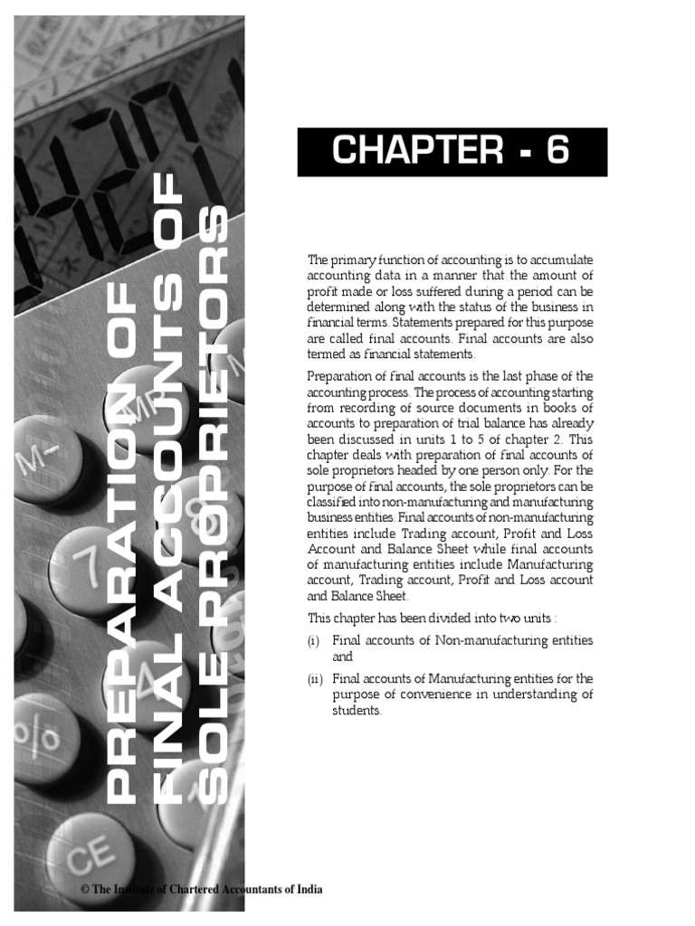 Chapter 6 Preparation of Final Accounts of Sole Proprietors PDF | PDF