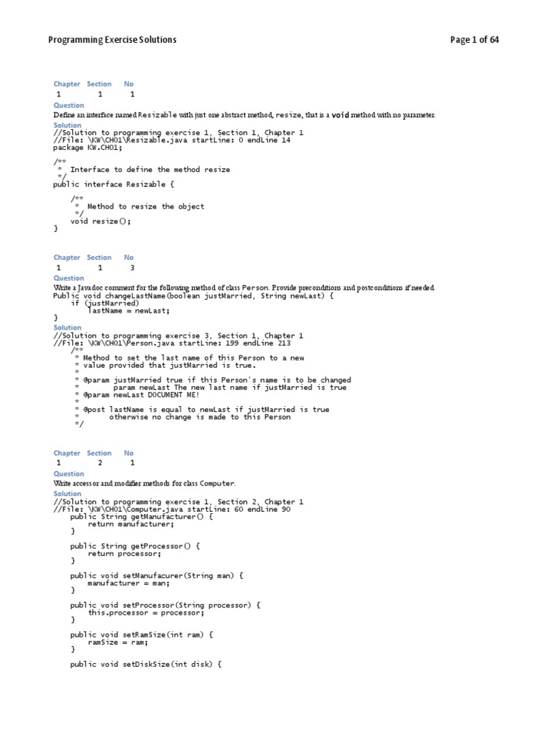 Programming Exercise Solutions Pdf String Computer Science Java Programming Language