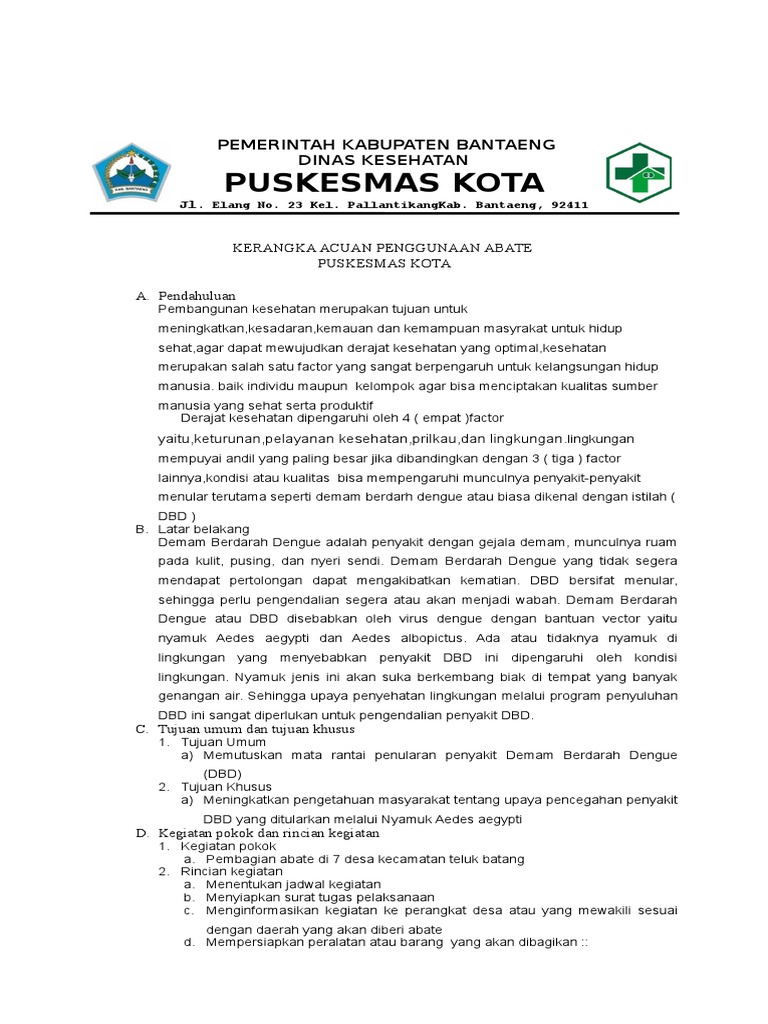 Kerangka Acuan Penggunaan Abate Edit | PDF