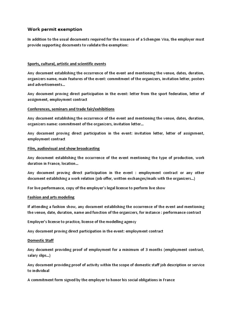 Work Permit Exemption | PDF | Employment | Business