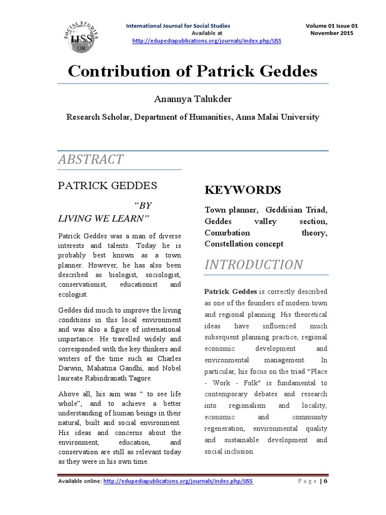 Contributions of Patrick Geddes | PDF | Sociology | Science