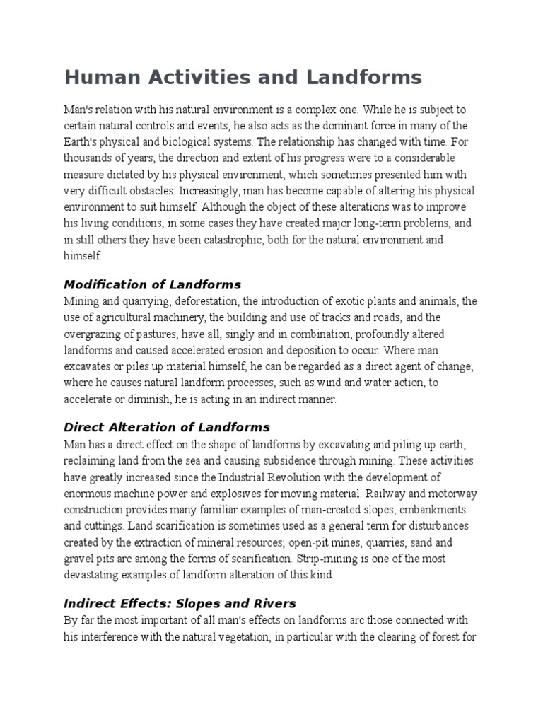Human Impact on Landforms and Erosion | PDF | Erosion | Atmosphere