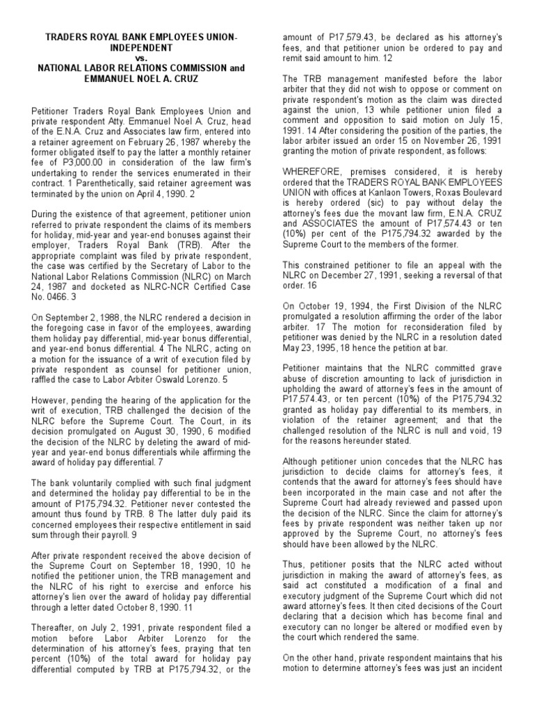NLRC Ruling on Attorney's Fees Dispute | PDF | Attorney's Fee | Lawyer