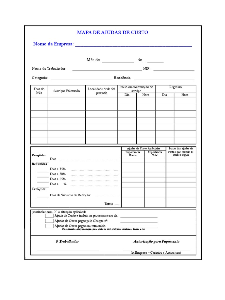 Mapa de Ajudas de Custo | PDF