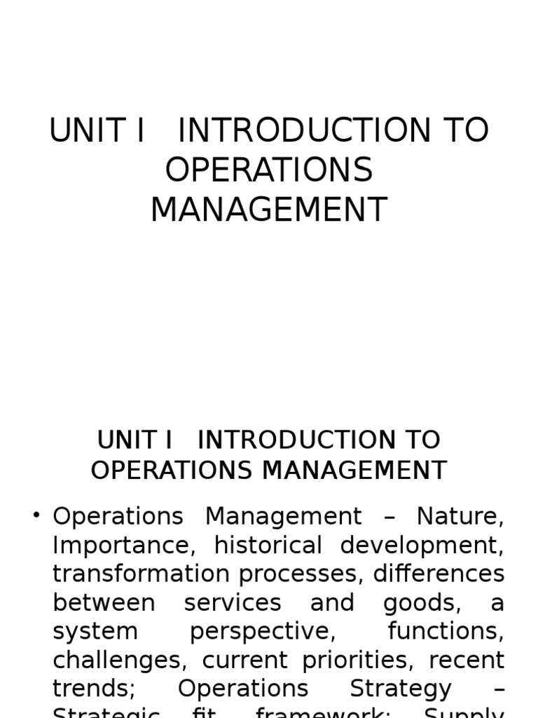 Introduction to Operations Management | PDF | Supply Chain Management ...