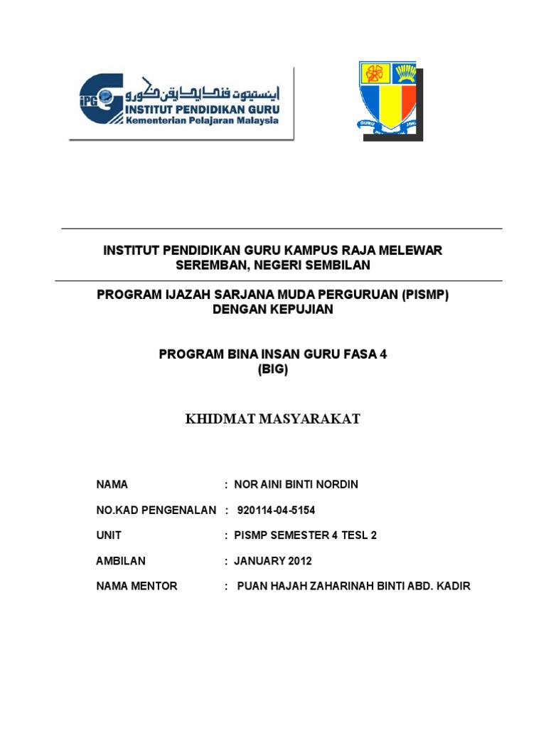 Institut Pendidikan Guru Kampus Raja Melewar Seremban, Negeri Sembilan ...