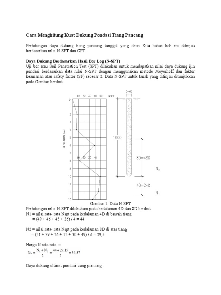 Cara Menghitung Kuat Dukung Pondasi Tiang Pancang | PDF