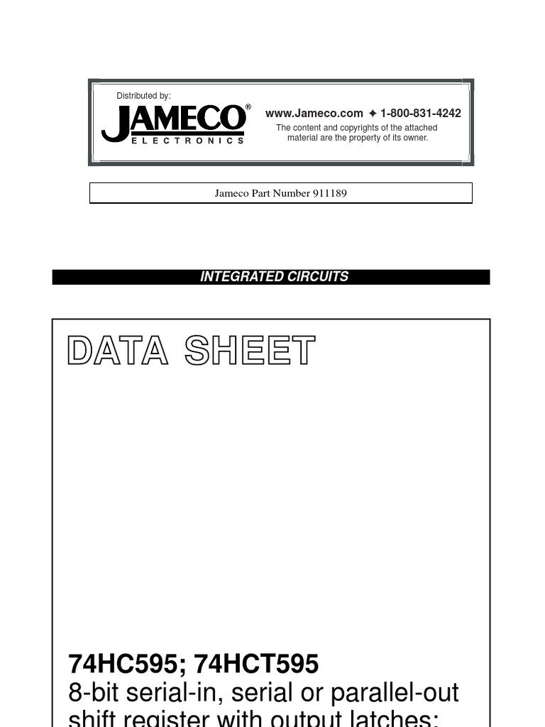 74HC595N Datasheet | Download Free PDF | Electrical Circuits | Digital ...