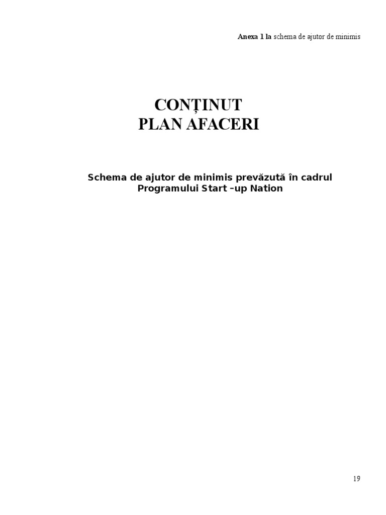 Anexa 1 Model Plan de Afaceri Start Up Nation 2017 | PDF