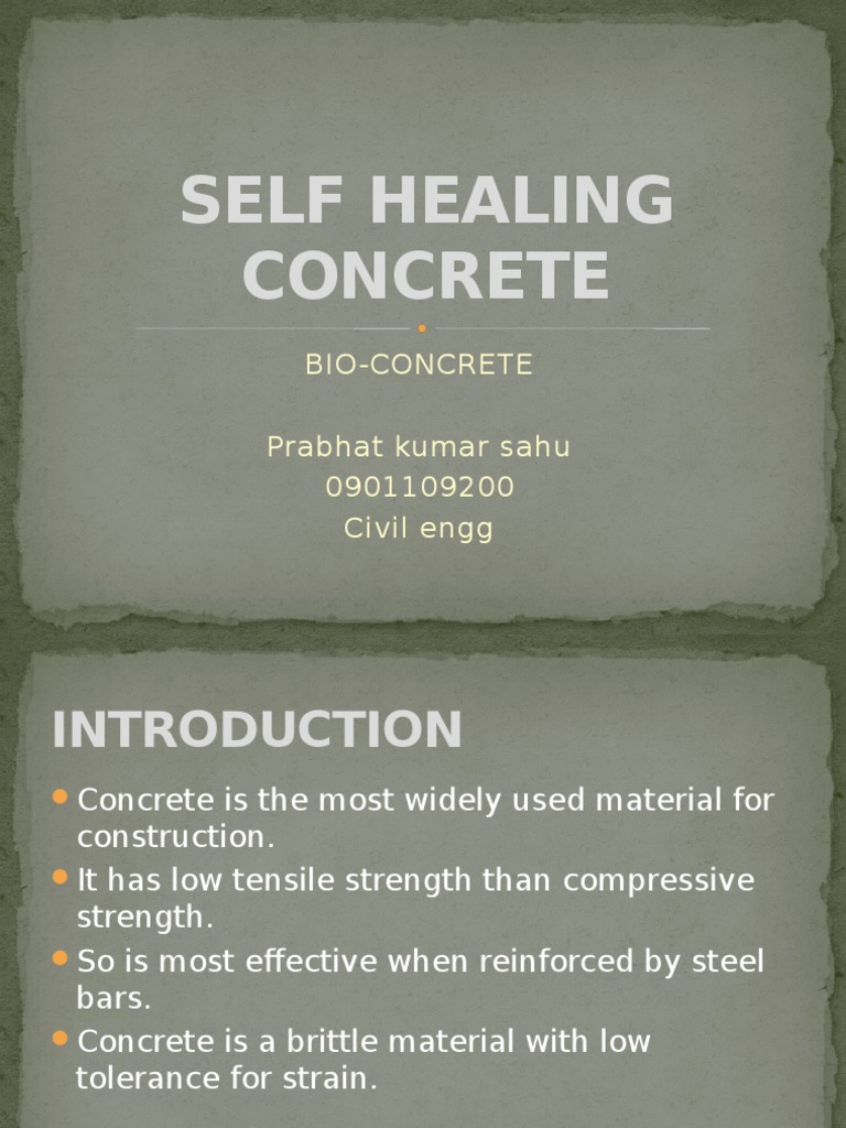 Self Healing Concrete | PDF | Strength Of Materials | Concrete