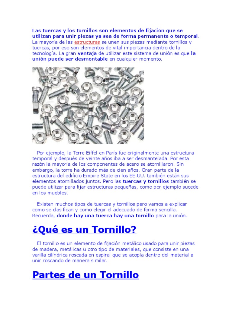 Tipos de Tornillos | PDF | Tornillo | Science