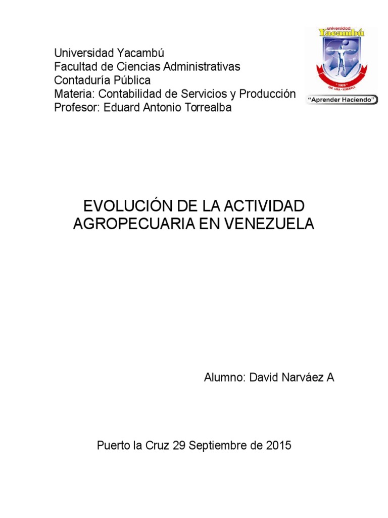 evolución de la actividad agropecuaria en Venezuela | PDF | Agricultura ...