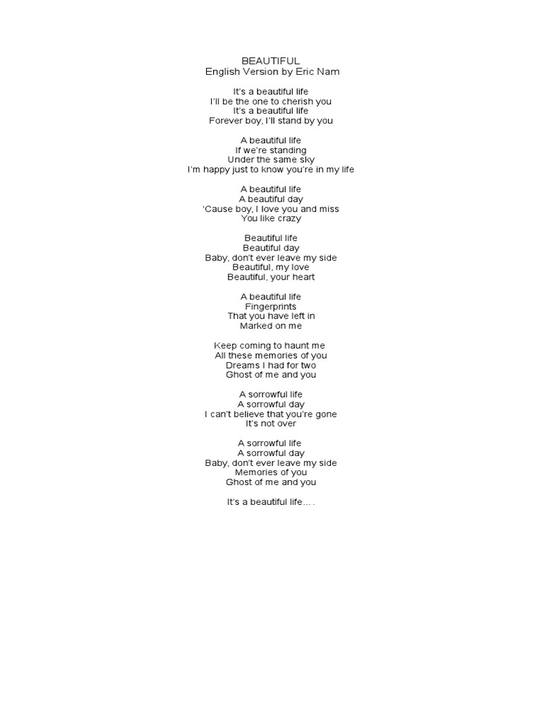 Beautiful English Version by Eric Nam | PDF Beautiful English Version by Eric Nam | PDF