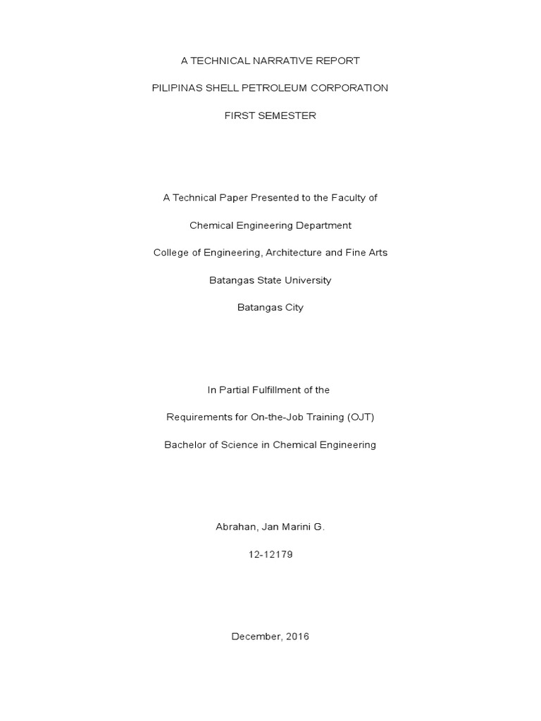 Technical Narrative Report on OJT Experience | PDF | Engineer | Employment